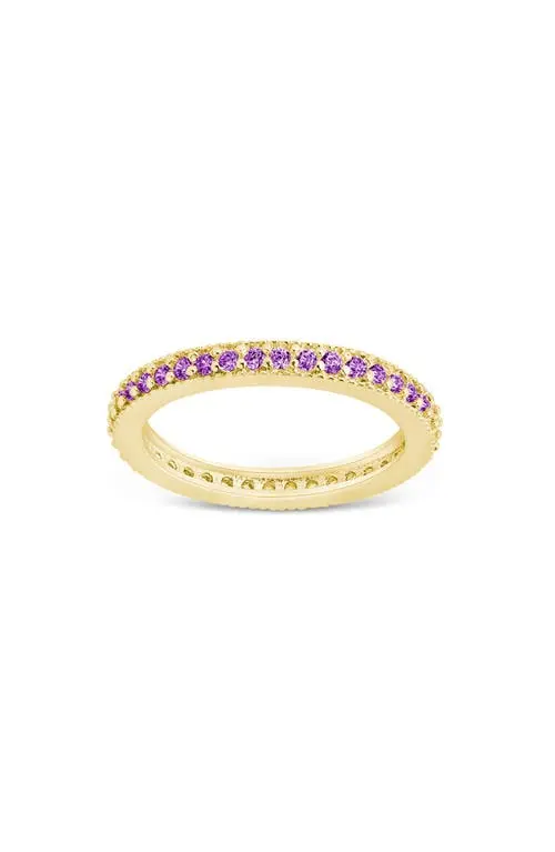 Sterling Forever Pavé Cubic Zirconia Band Ring - Gold/amethyst