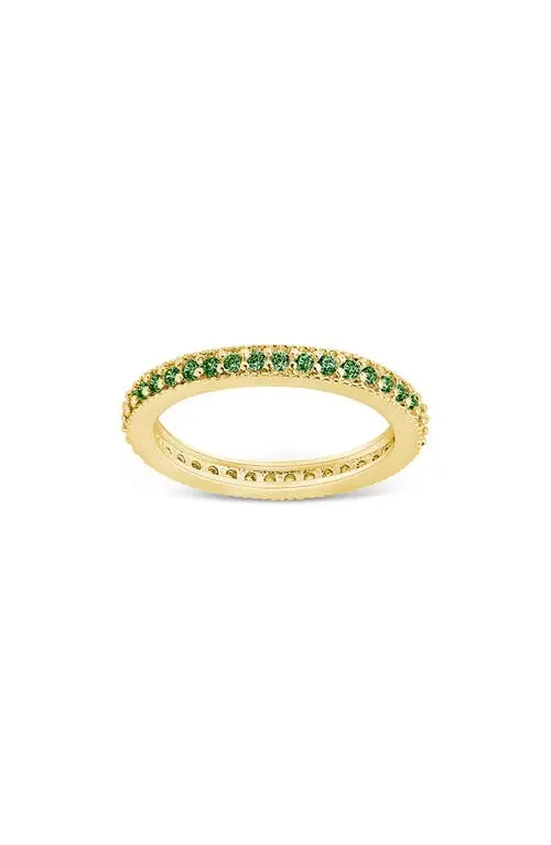 Sterling Forever Pavé Cubic Zirconia Band Ring - Gold/emerald