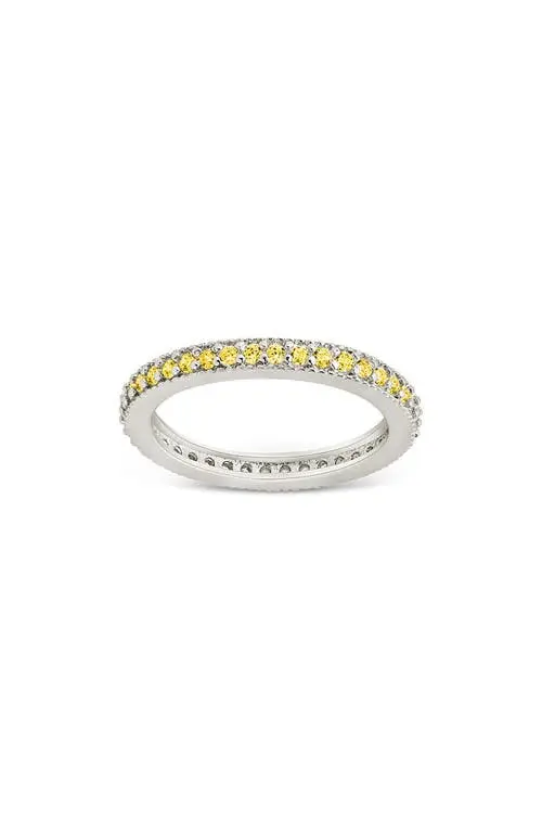 Sterling Forever Pavé Cubic Zirconia Band Ring - Silver/canary