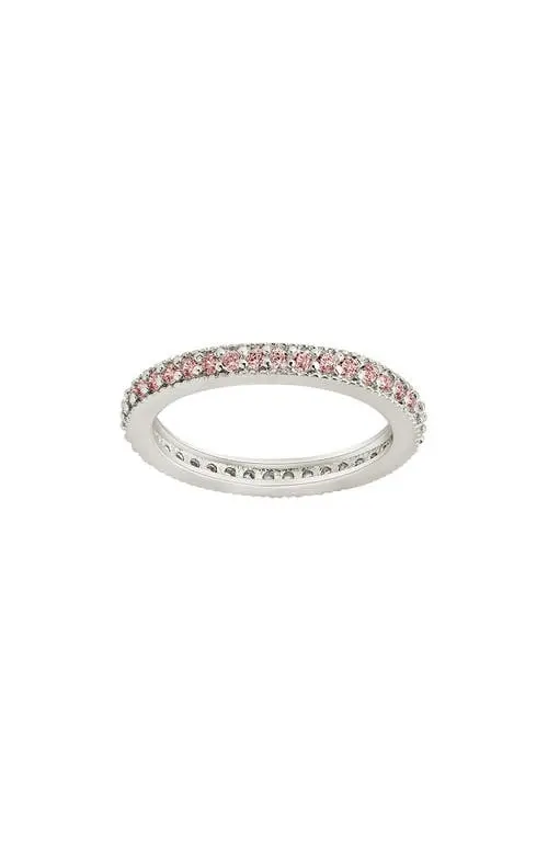Sterling Forever Pavé Cubic Zirconia Band Ring - Silver/pink