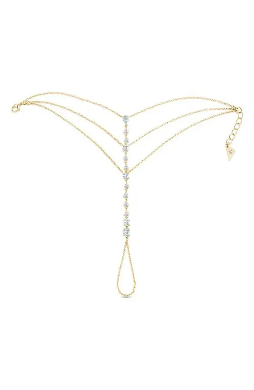 Sterling Forever 14k Plated Cubic Zirconia Hand Chain - Gold
