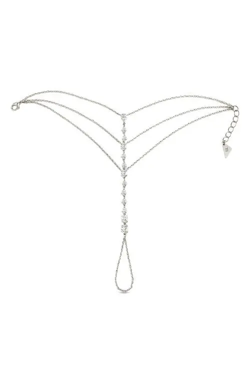 Sterling Forever 14k Plated Cubic Zirconia Hand Chain - Silver