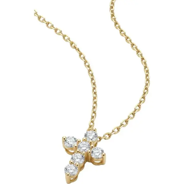 THE M JEWELERS Mini Bella Pavé Cross Pendant Necklace - Gold