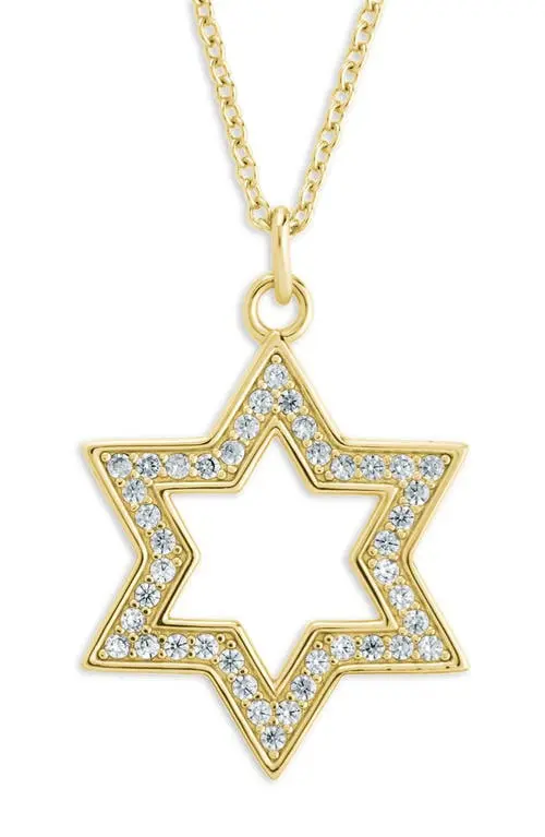 Sterling Forever Pave Star Of David Pendant Necklace - Gold