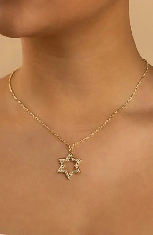 Sterling Forever Pave Star Of David Pendant Necklace - Gold