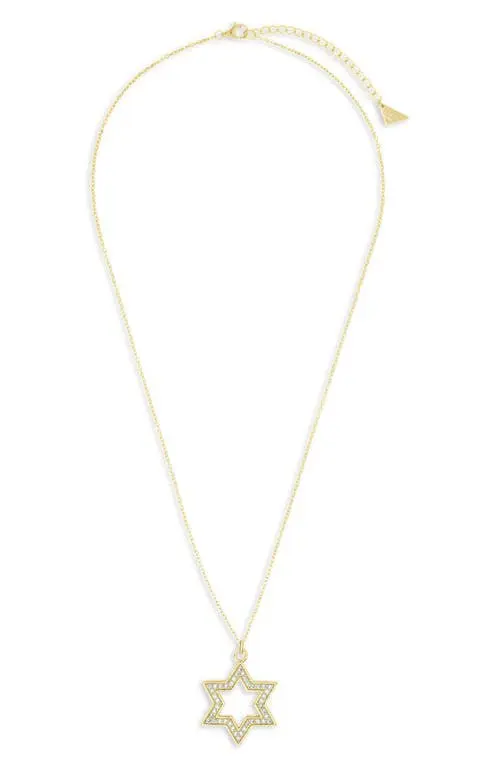 Sterling Forever Pave Star Of David Pendant Necklace - Gold