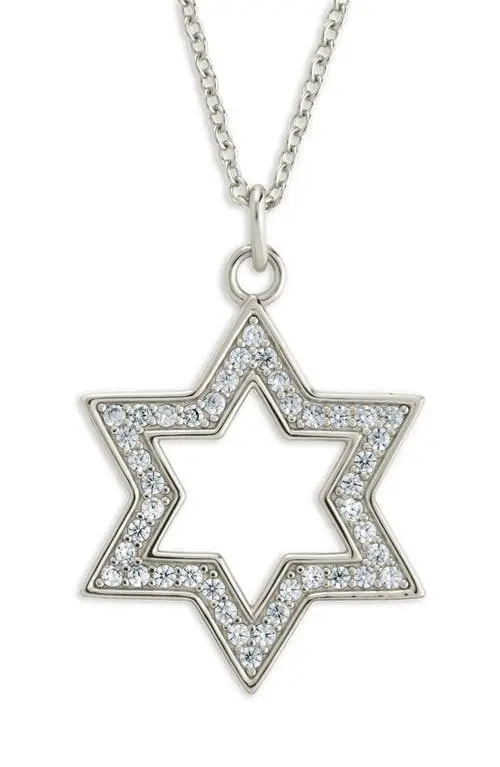 Sterling Forever Pave Star Of David Pendant Necklace - Silver