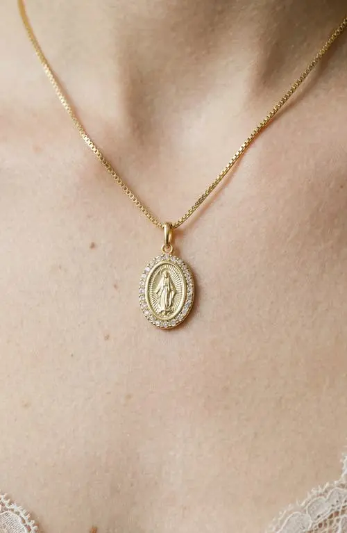 THE M JEWELERS Oval Mary Pendant Necklace