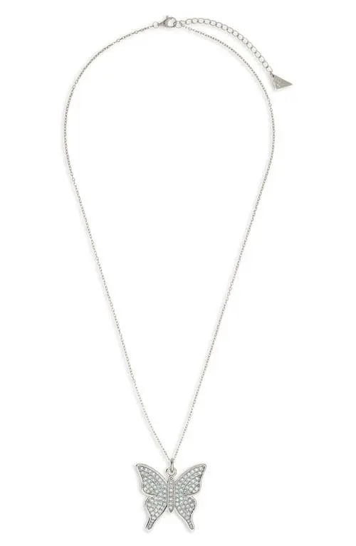 Sterling Forever Pavé Butterfly Pendant Necklace - Silver