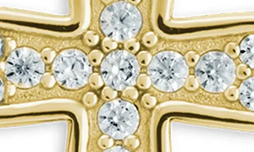 Sterling Forever Pavé Cross Pendant Necklace - Gold