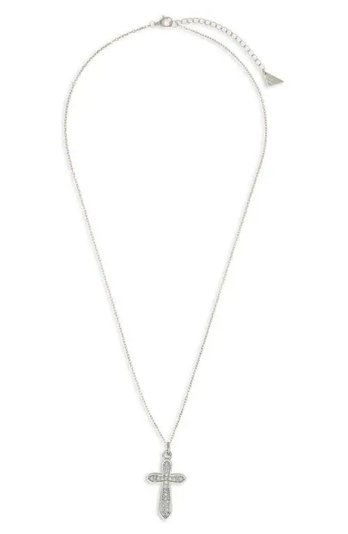 Sterling Forever Pavé Cubic Zirconia Cross Pendant Necklace