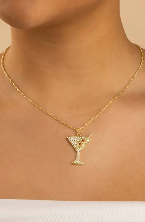 Sterling Forever Pavé Dirty Martini Pendant Necklace