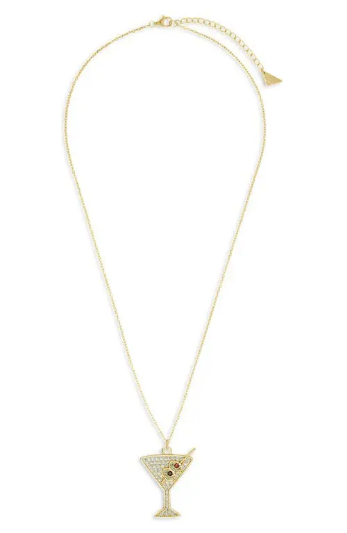 Sterling Forever Pavé Dirty Martini Pendant Necklace