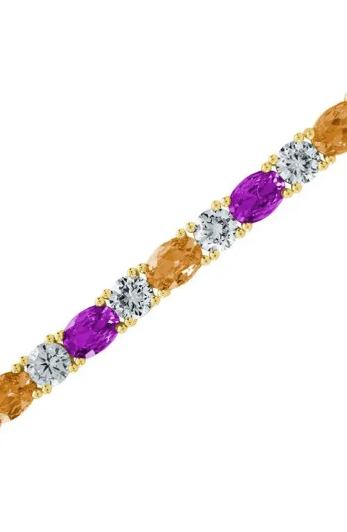 Sterling Forever Tennis Bracelet With Mixed-cut Cubic Zirconia - Gold