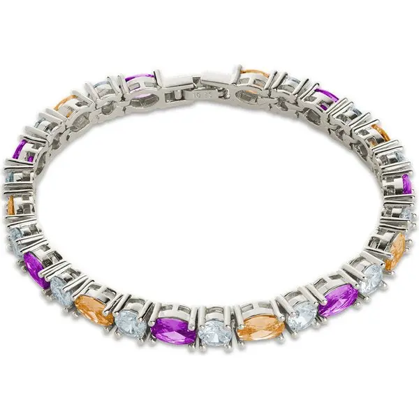 Sterling Forever Tennis Bracelet With Mixed-cut Cubic Zirconia - Silver