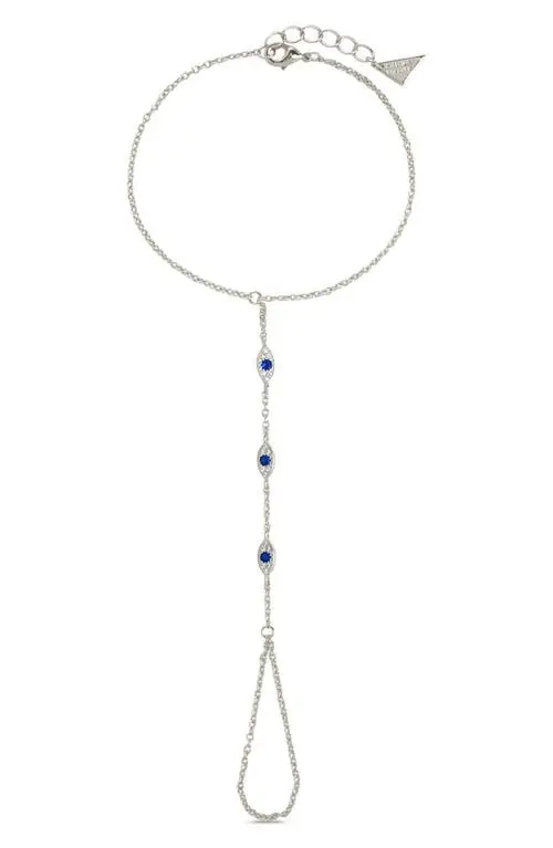Sterling Forever 14k Plated Cubic Zirconia Hand Chain With Evil Eye Motifs - Silver