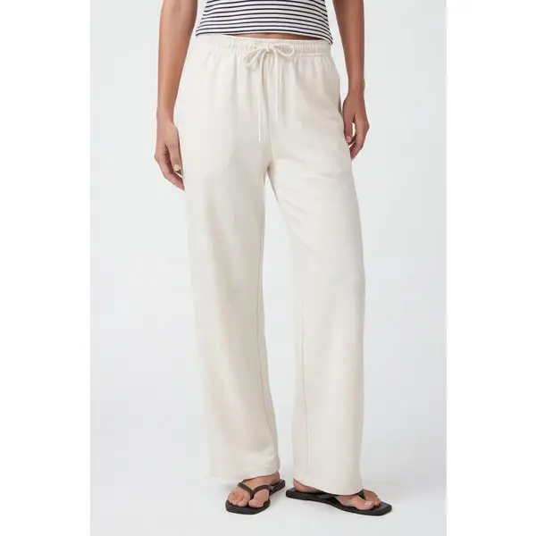 SOLOMON & SAGE Cotton Wide Leg Drawstring Trousers - Cream