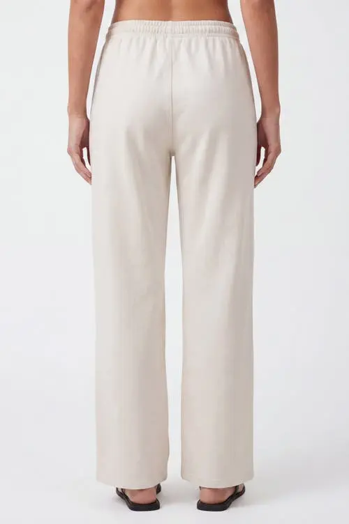 SOLOMON & SAGE Cotton Wide Leg Drawstring Trousers - Cream