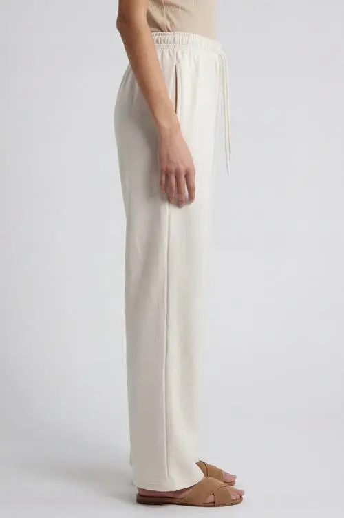 SOLOMON & SAGE Cotton Wide Leg Drawstring Trousers - Cream