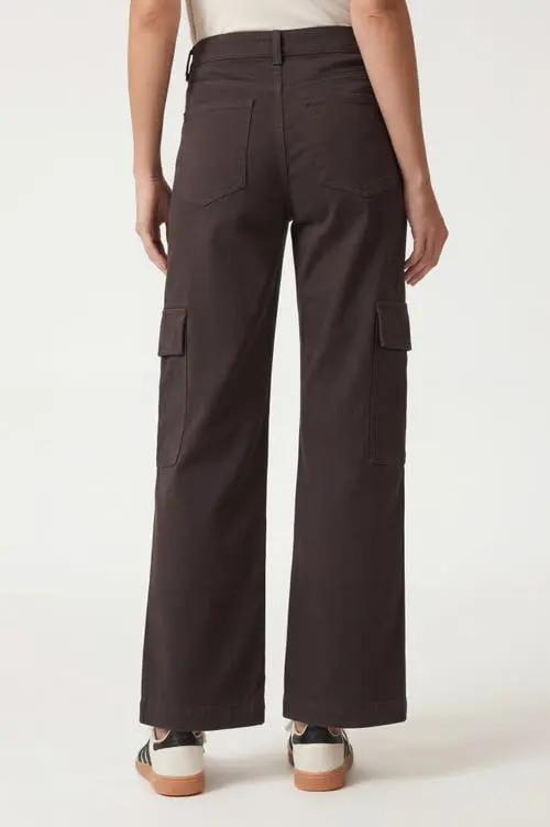 SOLOMON & SAGE High Waist Wide Leg Cargo Pants - Dark Brown