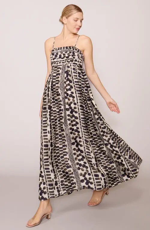 MELLODAY Mixed Print Satin Maxi Dress