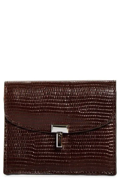 TOTEME T-lock Lizard Embossed Card Holder - Brown