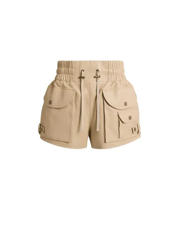 Balmain Lambskin Utility Shorts - Beige
