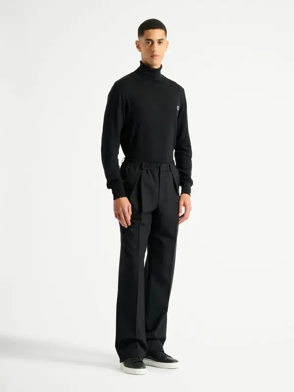 Balmain Wool Twill Trousers - Black