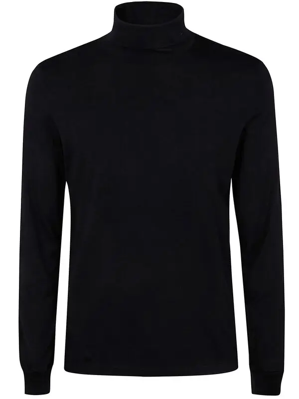 GIRELLI BRUNI High Neck Cotton Long Sleeve Top - Black