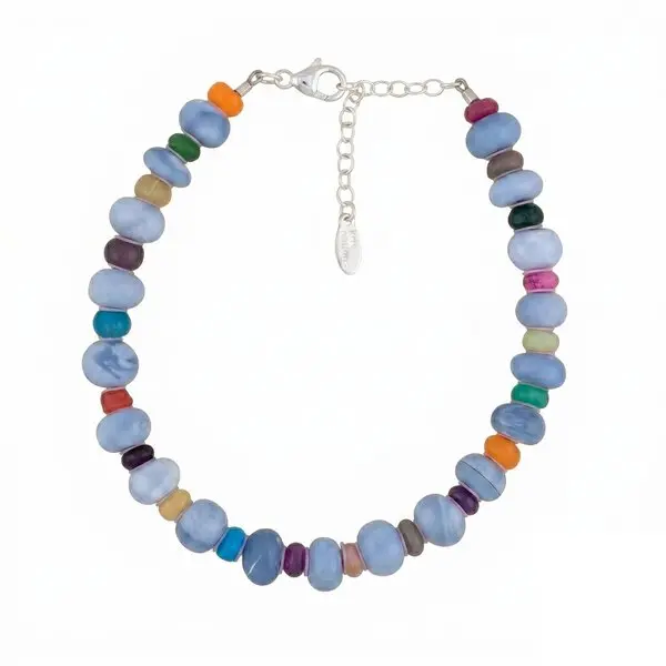 Kris Nations Oregon Blue Opal & African Opal Beaded Bracelet - Silver