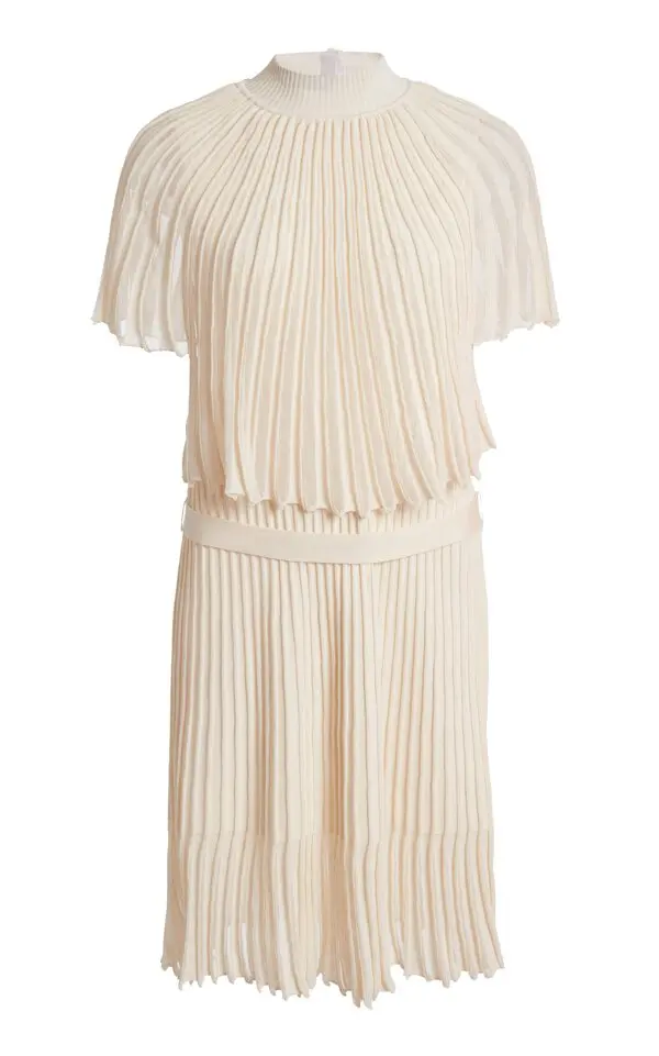 LANVIN Pleated Cotton-silk Frock - White