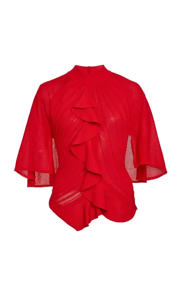 LANVIN Cotton-silk Ruffle Detail Top