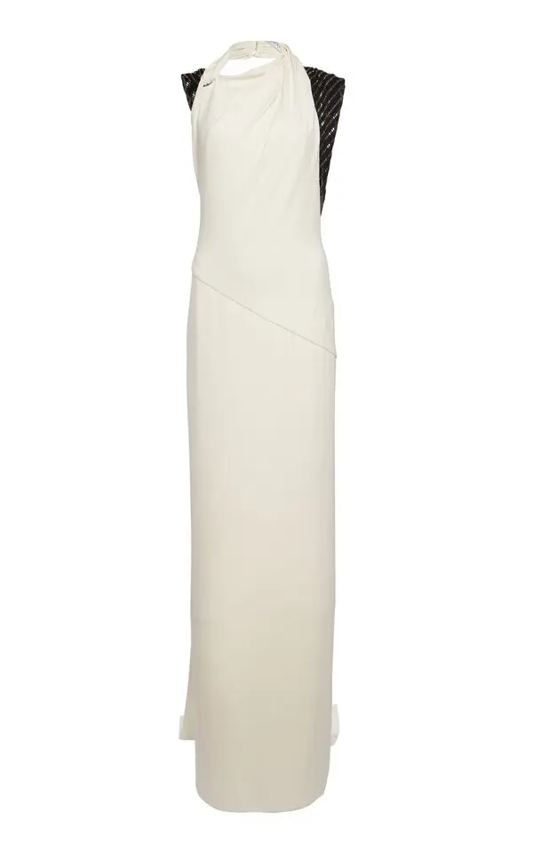 LANVIN Asymmetrical Embroidered Maxi Dress