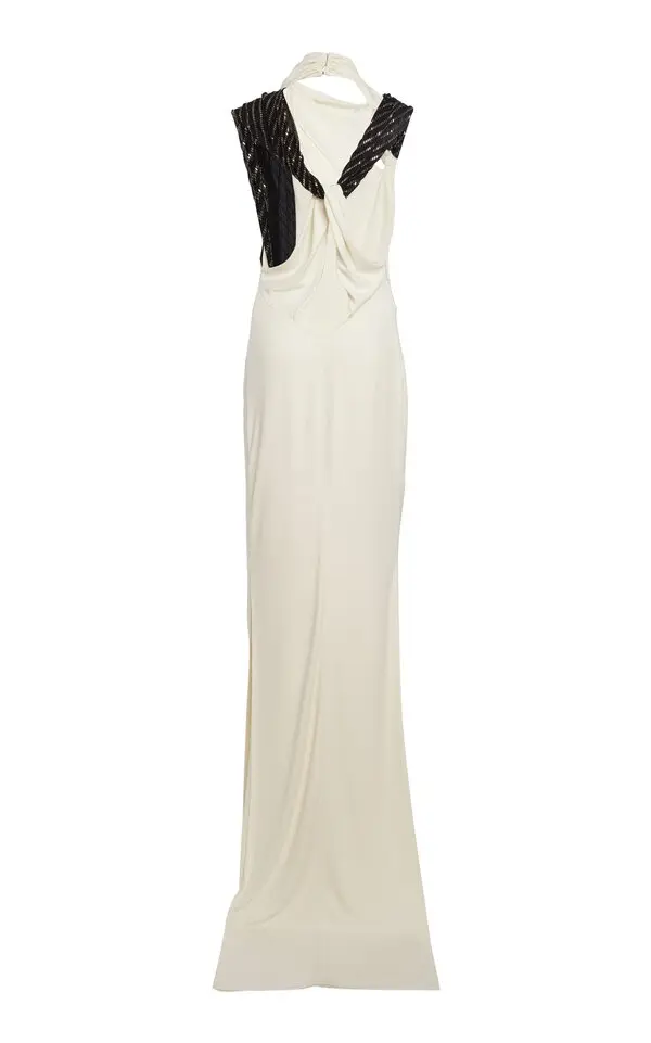 LANVIN Asymmetrical Embroidered Maxi Dress