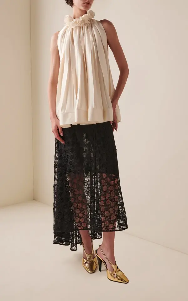 LANVIN Cotton-blend Midi Panel Skirt