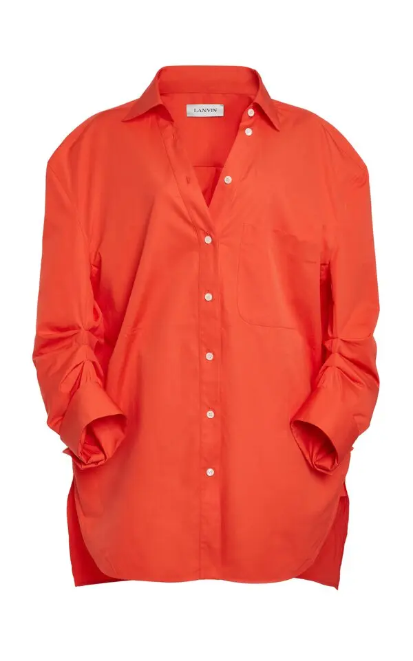 LANVIN V-neck Ruched Cotton Shirt