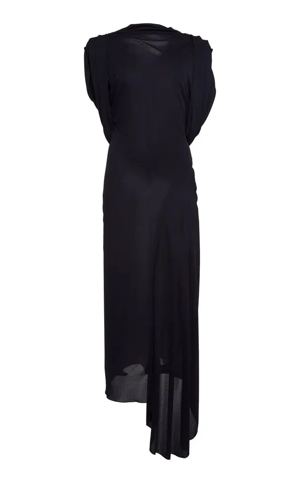 LANVIN High Neck Draped Maxi Dress