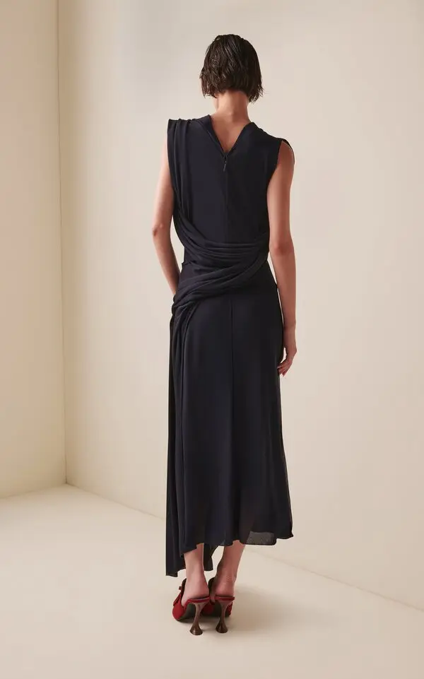 LANVIN High Neck Draped Maxi Dress