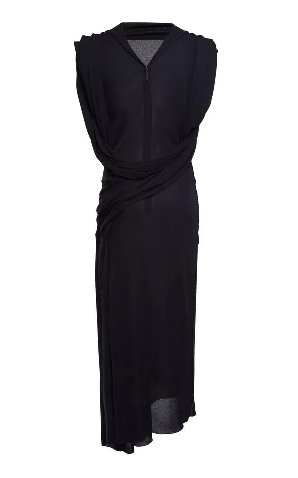 LANVIN High Neck Draped Maxi Dress