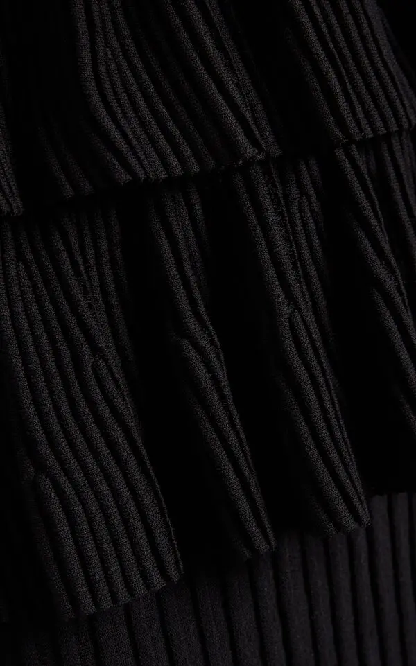 LANVIN Layered Pleated Cotton-silk Midi Dress