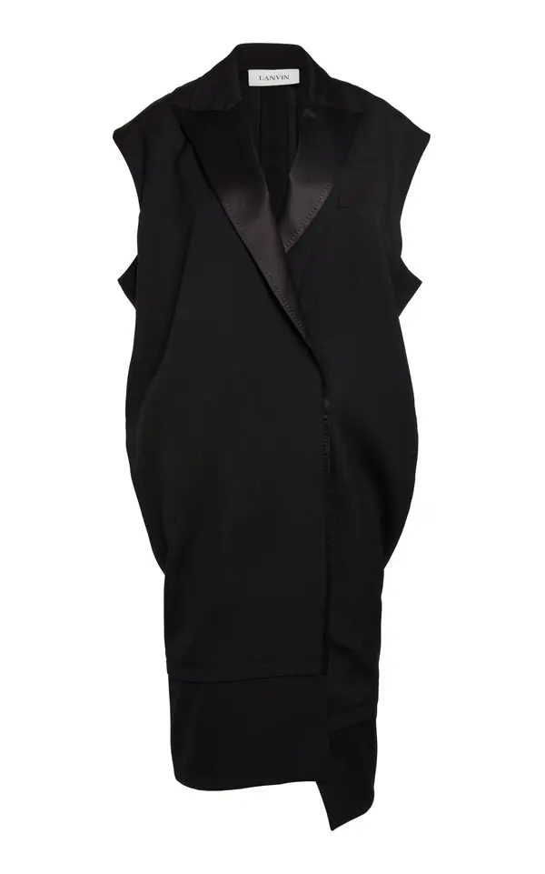 LANVIN Sleeveless Tailored Wool Midi Dress