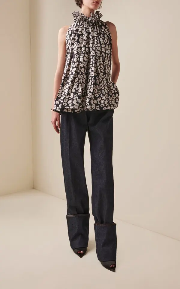 LANVIN Printed High-neck Halter Top