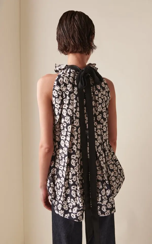 LANVIN Printed High-neck Halter Top