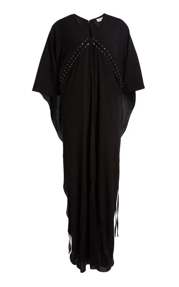 LANVIN V-neck Kaftan Dress With Lace-up Detail - Black