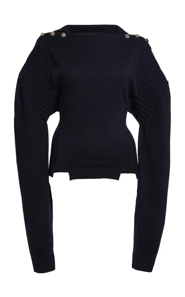 LANVIN Sculpted Wool-blend Jumper - Navy