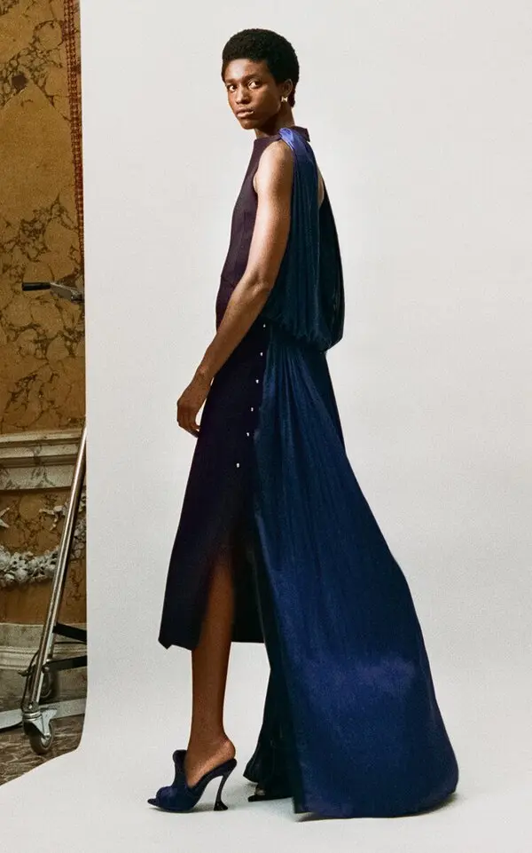 LANVIN Asymmetrical Open-back Maxi Dress