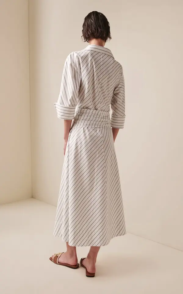 LANVIN Cotton Cinched Shirt Midi Dress