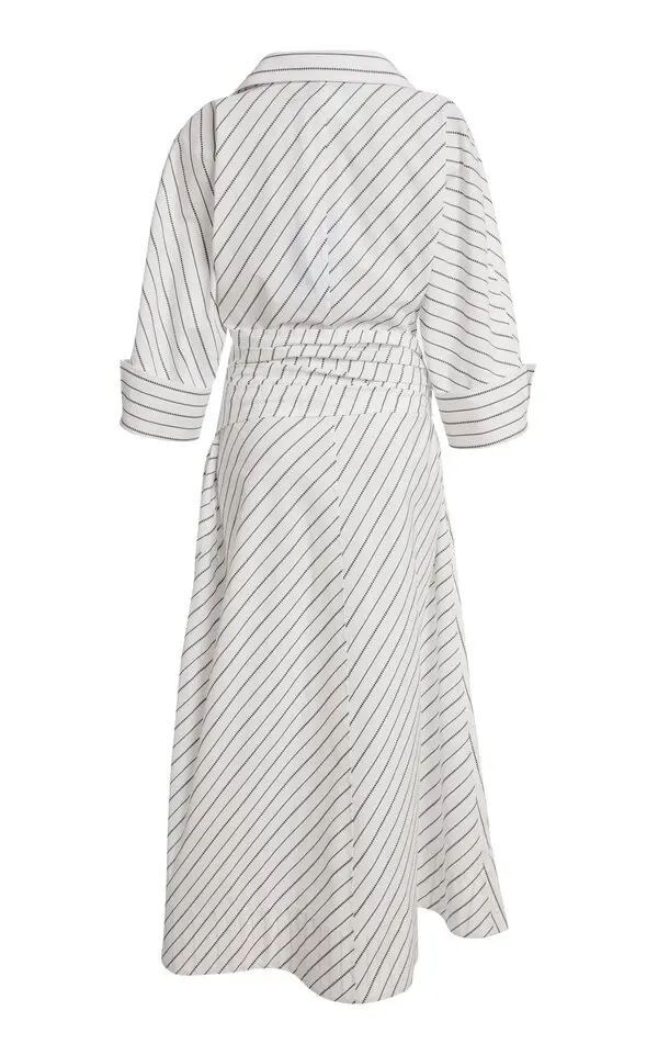 LANVIN Cotton Cinched Shirt Midi Dress