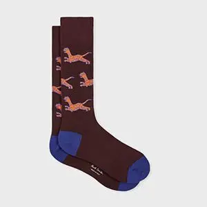 Paul Smith Burgundy Leopard Socks - Red
