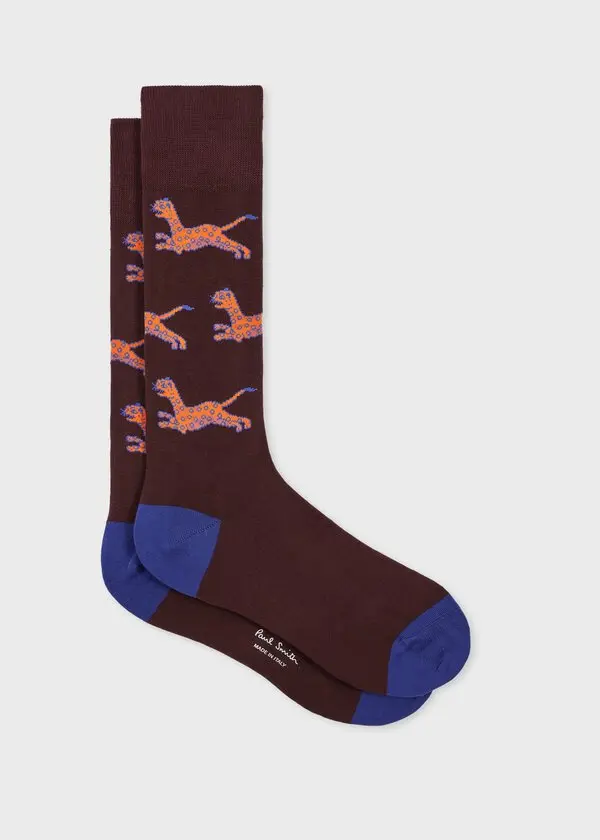 Paul Smith Burgundy Leopard Socks